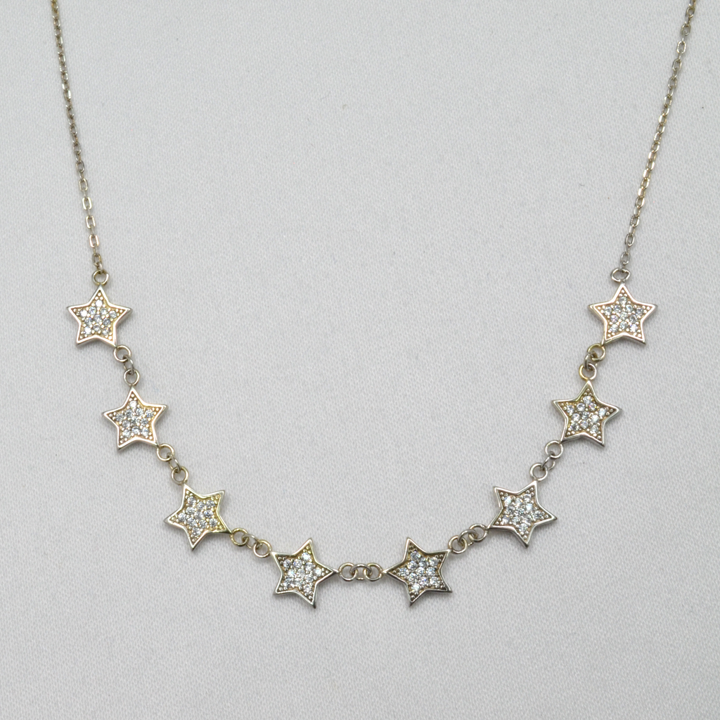 Gargantilla 8 Estrellas Pavé de Plata – Acero y Plata