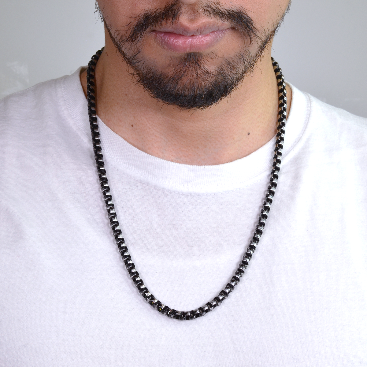 Cadena De Hombre Tipo Rolo Acero Inoxidable Pavonado 60cm 6mm – Acero y ...