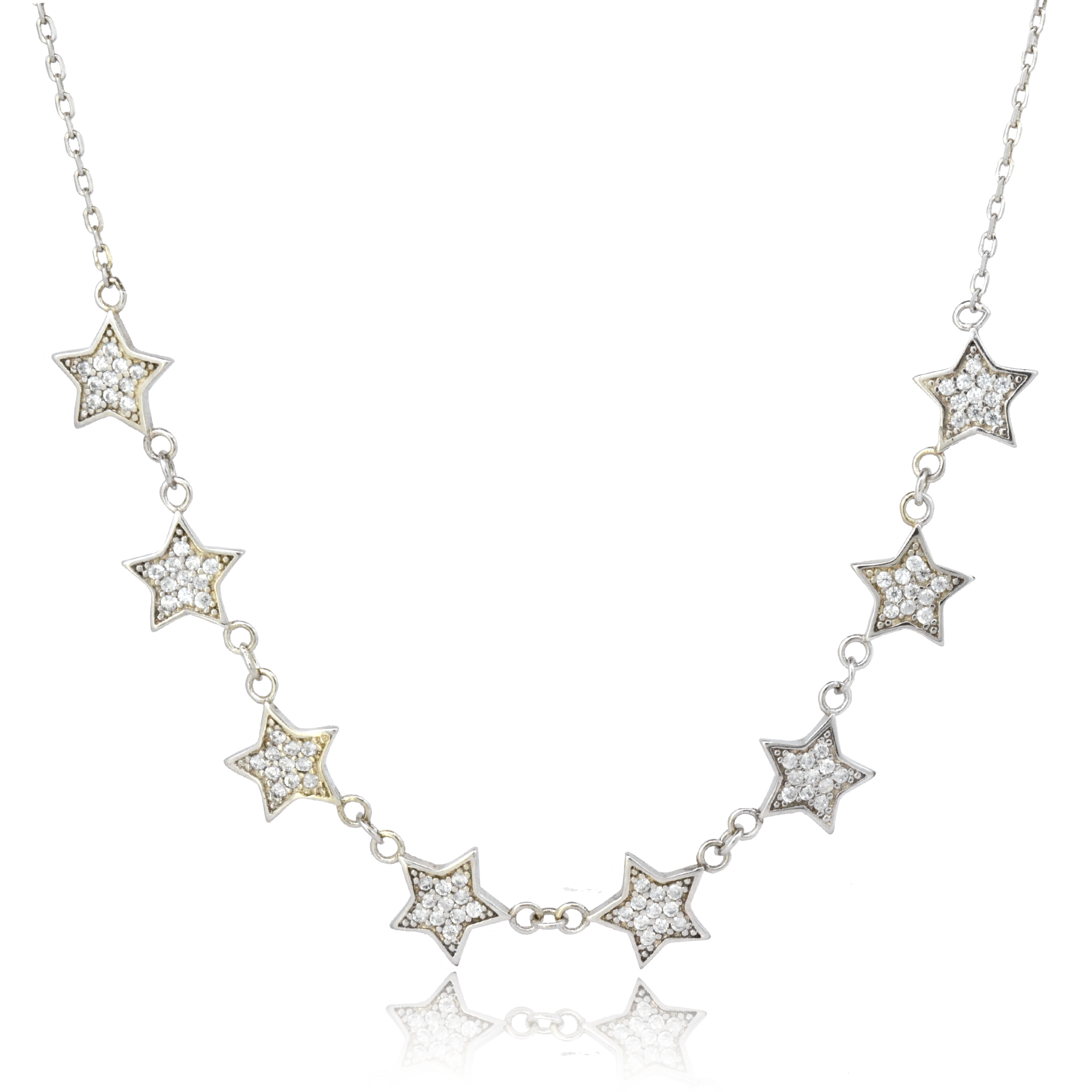 Gargantilla 8 Estrellas Pavé de Plata – Acero y Plata