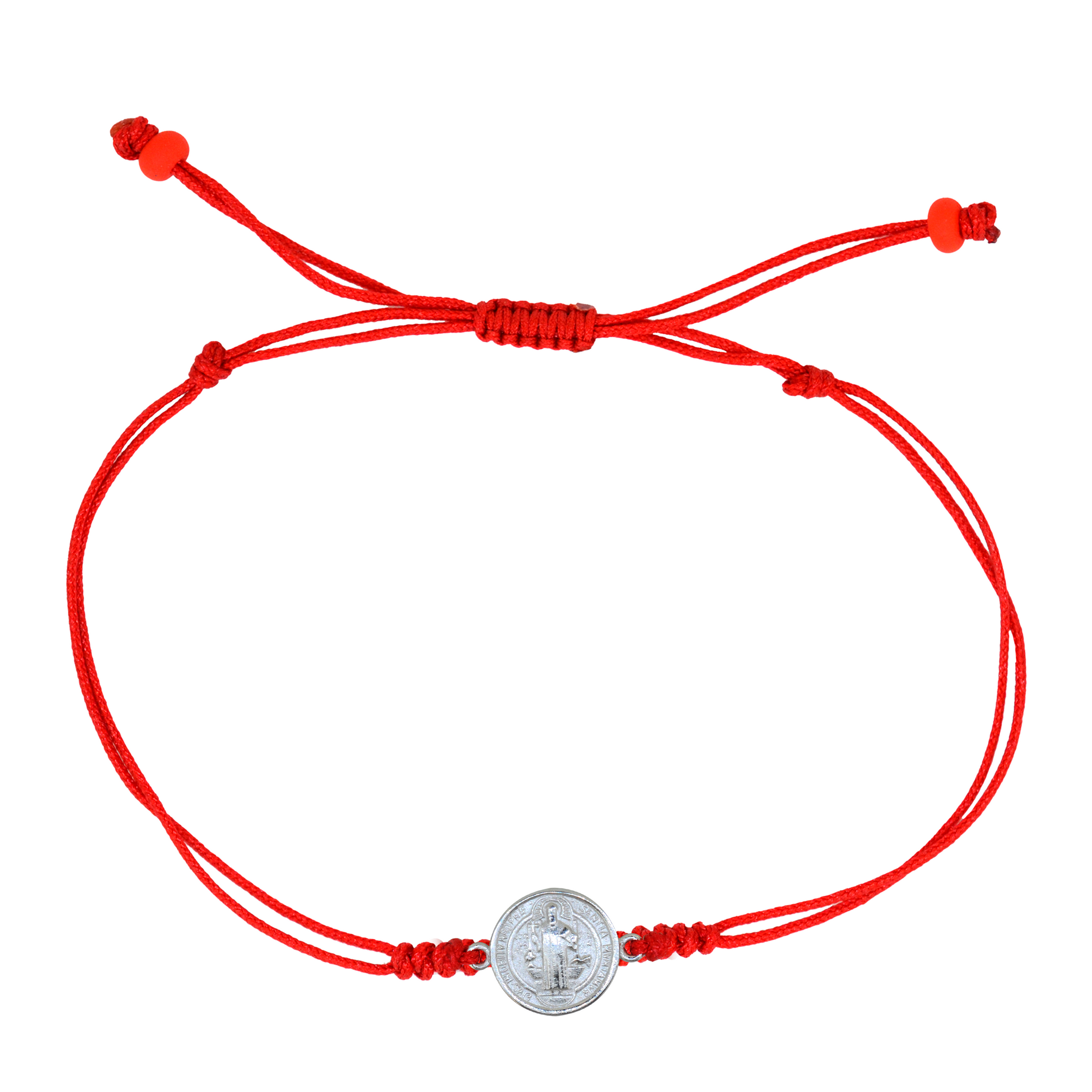 Pulsera de San Benito en Hilo Rojo Con Medalla Distintos Tamaños – Acero y Plata