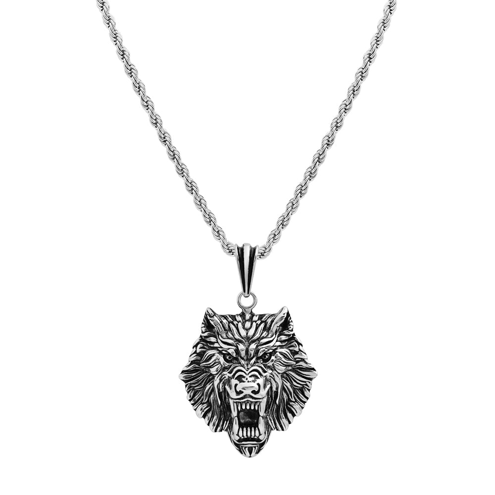 Collar Lobo Acero Inoxidable – Acero y Plata