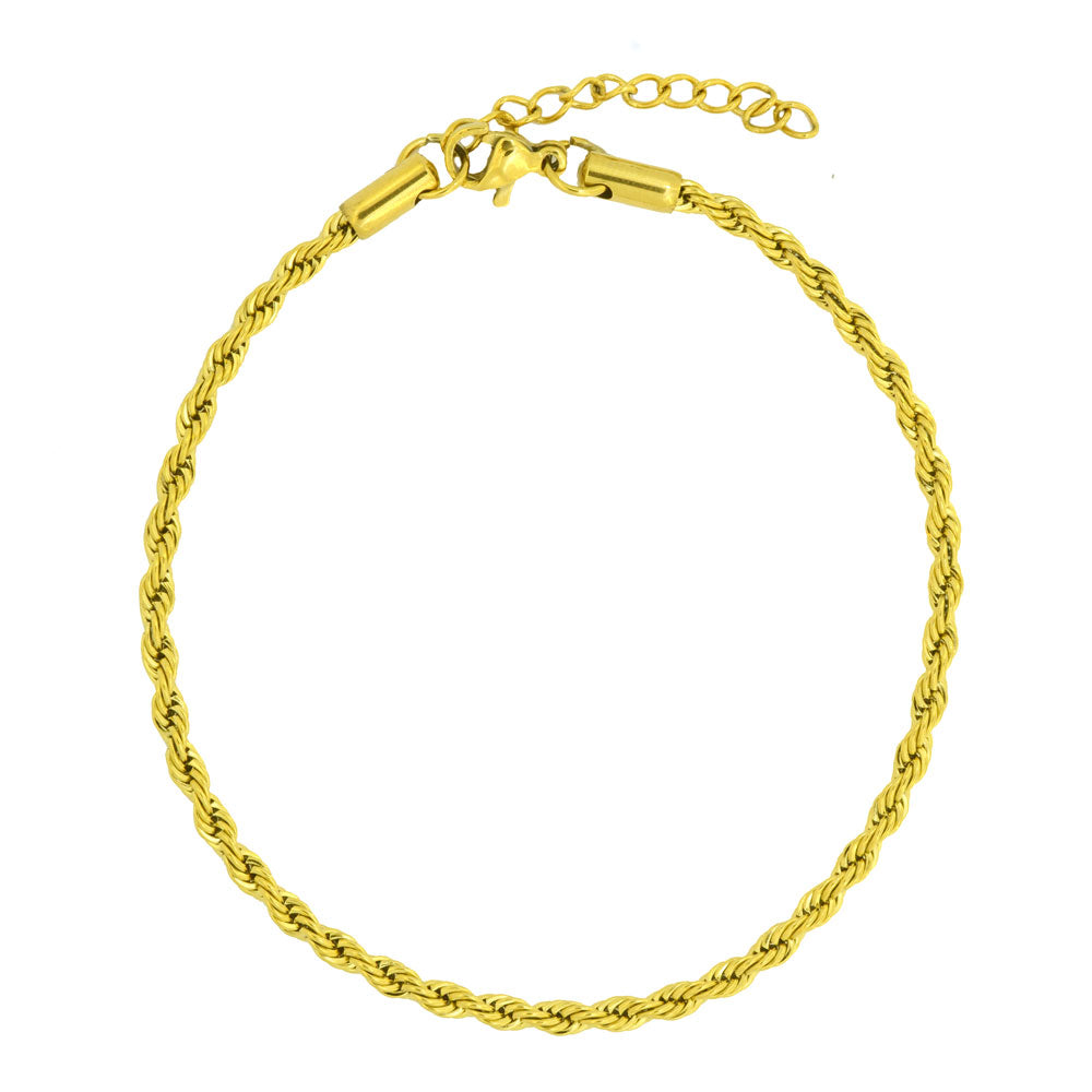 Tobillera Torsal Dorada de Acero Inoxidable – Acero y Plata